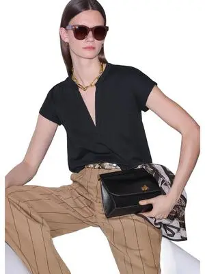ME+EM Open Placket Swing Top - Black