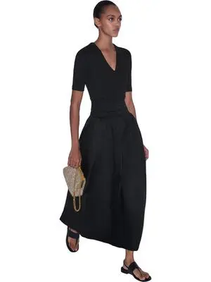 ME+EM V-Neck Smocked Skirt Maxi Dress
