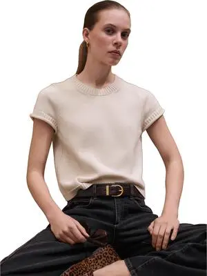 ME+EM Shrunken Straight Knit Baby Tee - Vanilla