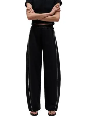 ME+EM Wide Barrel-leg Track Pant - Black/light Cream