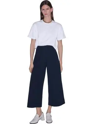 ME+EM Jacquard Cropped Trousers - Navy