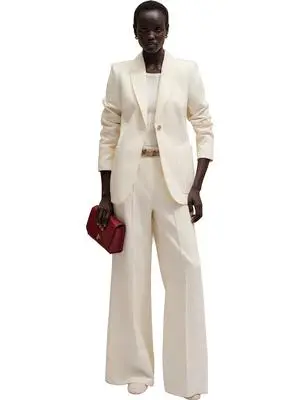 ME+EM Jacquard Wide-leg Trousers - Ivory