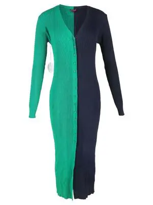 Staud Shoko Colorblocked V-Neck Midi Dress Multicolour