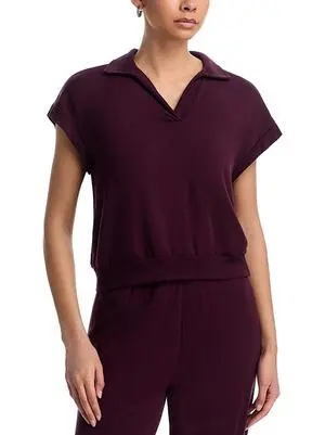 Splits59 Evie Fleece Polo Tee - Dark Cherry