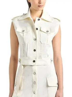 Derek Lam 10 Crosby Illiana Stretch Twill Vest - Soft White