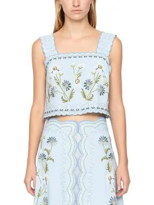 Sea Audra Embroidered Tank - Blue
