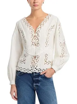 Sea Sofia Emb Long Sleeve Blouse - Cream