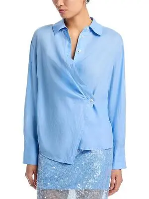 Veronica Beard Perezzi Linen Shirt - Blue Jay