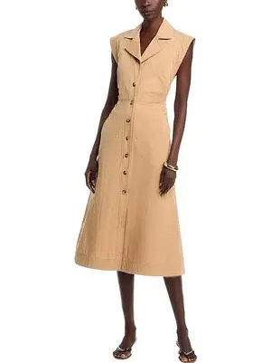 Veronica Beard Orla Midi Shirt Dress - Khaki