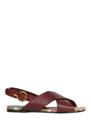 Etro Low Leather Sandals With Crossover Detail - Red