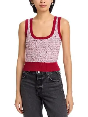 3.1 Phillip Lim Boucle Tweed Scoop Neck Tank - Chili Multi