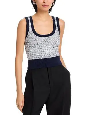 3.1 Phillip Lim Boucle Tweed Scoop Neck Tank Midnight