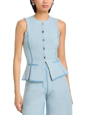 3.1 Phillip Lim Denim Effect Button Front Vest - Denim Multi