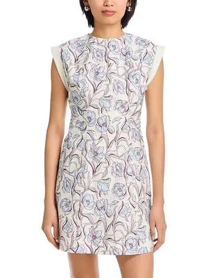 3.1 Phillip Lim Cap Sleeve Floral Mini Dress - Sky Blue