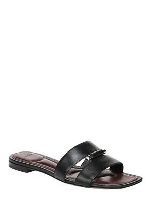 Vince Piper Slides With Metal Detail - Black