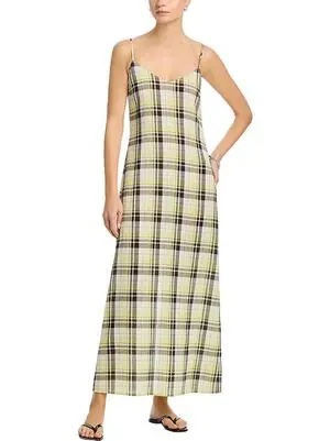 Proenza Schouler White Label Evelyn Plaid Dress - Straw Multi