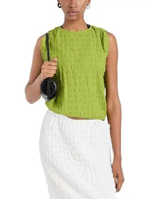 Proenza Schouler White Label Bradley Crewneck Textured Top - Apple