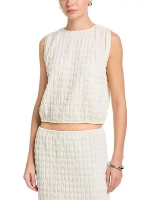 Proenza Schouler White Label Bradley Crewneck Textured Top - Off White