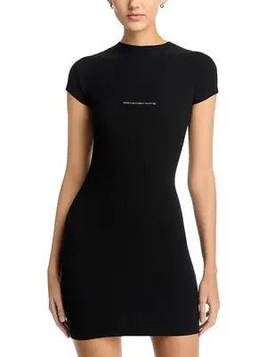 Alexander Wang Ribbed Logo Bodycon Dress - Black