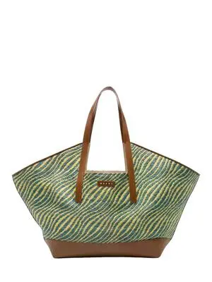 Marni Striped-pattern Tote Bag - Green