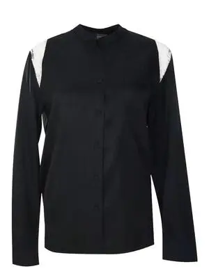 Lorena Antoniazzi Collarless Long Sleeve Shirt - Black