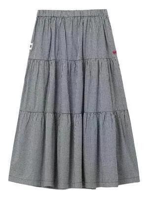 CHOCOOLATE Tiered Gingham-pattern Skirt - Black
