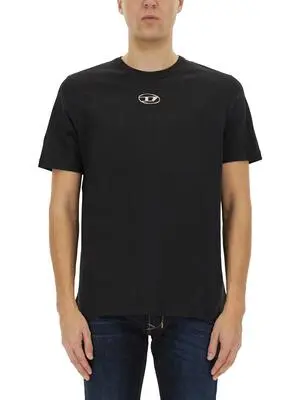 DIESEL Metal Oval D Logo T-shirt - Black