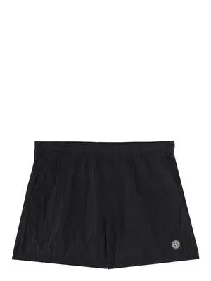 Stone Island Swimsuit With Logo Patch - Black