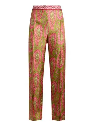 Etro Paisley Foliage "bootcut" Pants - Multicolour