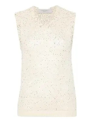 GOLDEN GOOSE Melyssa Top With Sequins Ivory