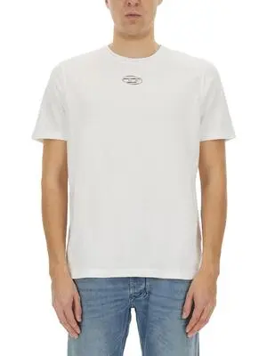DIESEL Metal Oval D Logo T-shirt - White