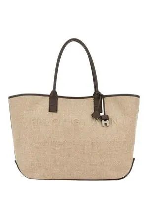 Hogan Shopping Tote With Logo Beige