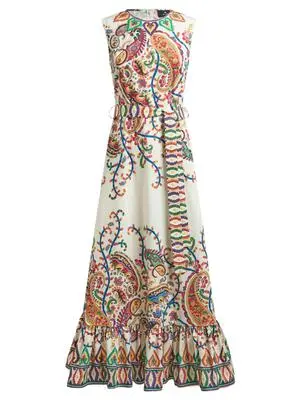 Etro Long Dress With Floral Paisley Print - Multicolour