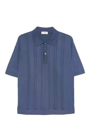 PIACENZA CASHMERE 1733 Buttoned Panelled Polo Shirt - Blue
