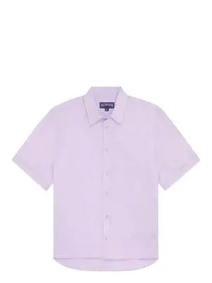 Vilebrequin Turtle-embroidered Short-sleeve Shirt - Purple