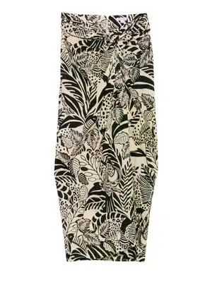 Poupette St Barth Uma Animal-print Midi Skirt - Neutrals