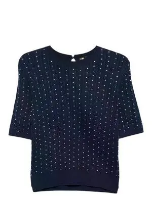 Maje Embellished Crew-neck T-shirt - Blue