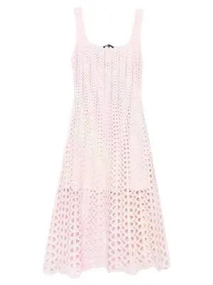 Maje Openwork Midi Dress - Pink