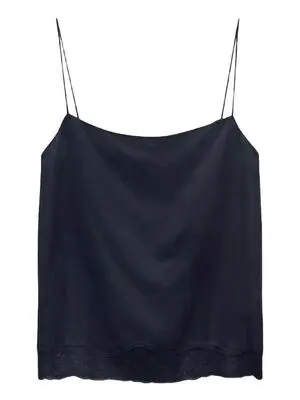 Dorothee Schumacher Habotai Silk Top With Lace Trim - Blue