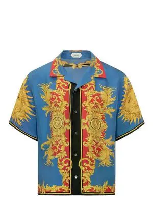 Versace Collared Print Shirt - Blue
