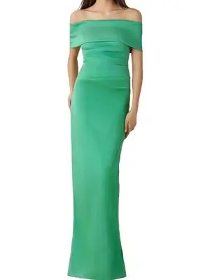 Rickie Freeman For Teri Jon Off-shoulder Maxi Dress - Green