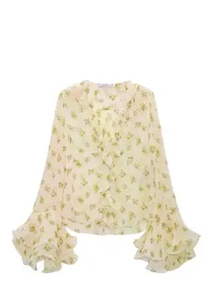 Dorothee Schumacher Floral Print Ruffled Blouse - Neutrals