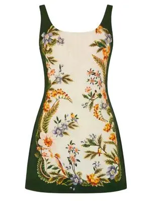 Farm Rio Floral-print Mini Dress - Neutrals