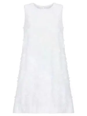 P.a.r.o.s.h Floral-embroidered Sleeveless Mini Dress - White