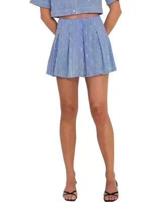 SANS FAFF Toulon Pleated Mini Skirt - Blue