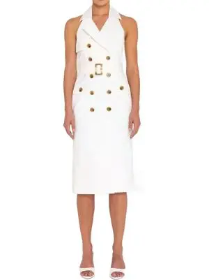 SANS FAFF Milano Belted Midi Dress - White