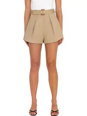 SANS FAFF Belted A-line Shorts - Neutrals