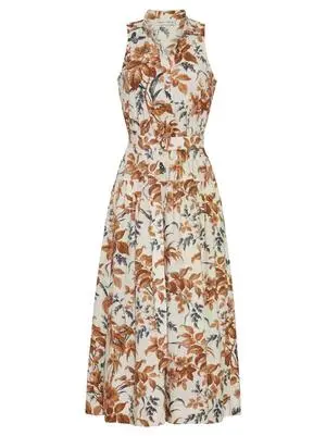 Cara Cara Atlas Floral-pattern Midi Dress - White