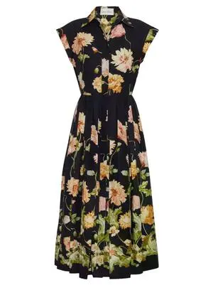 Cara Cara Octavia Floral-print Midi Dress - Black
