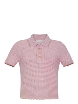 Cara Cara Melody Tipped Polo Top - Pink